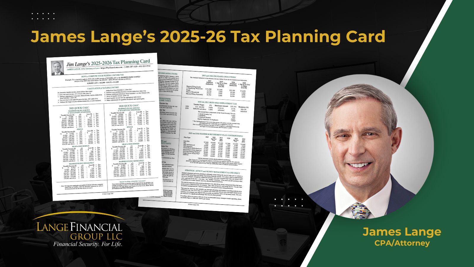 James Lange's 2025-26 Tax Planning Card